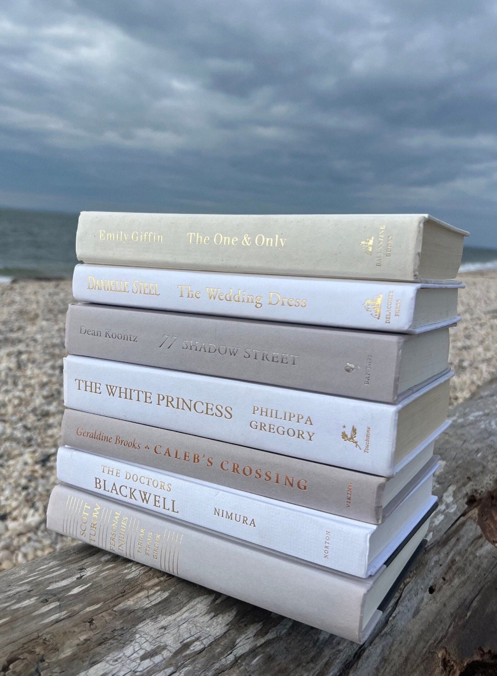 Soft Neutral Decorative Books, Pretty Decor Books, Bookshelf Styling ...