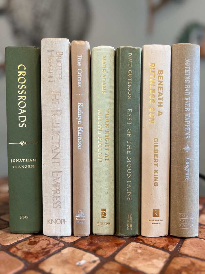 Light Earth Tone Decor Books, Neutral Decor Books, Beige and Green ...