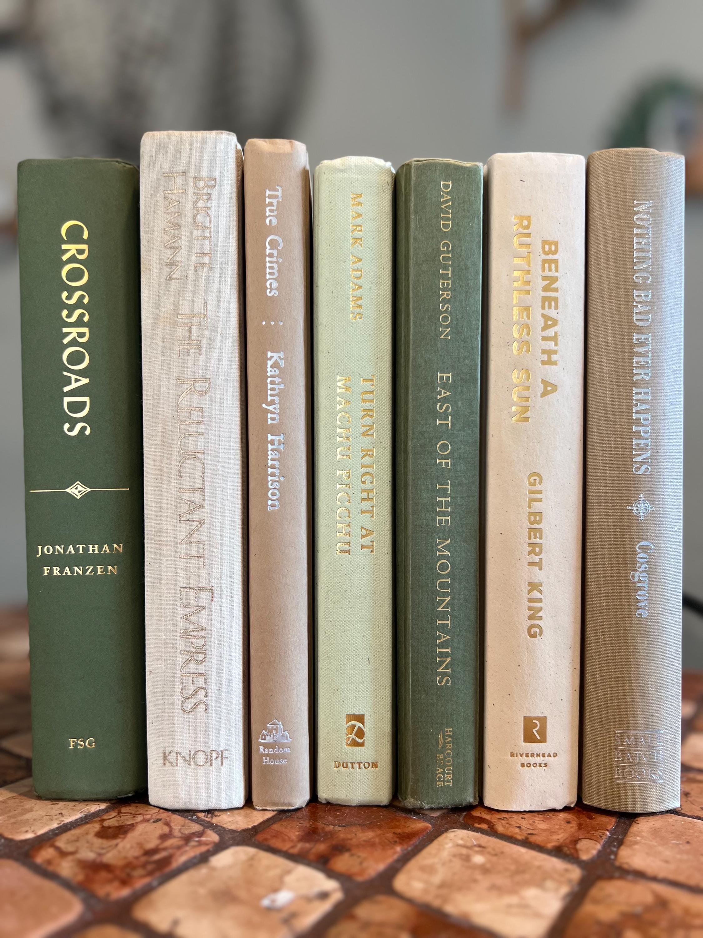 Light Earth Tone Decor Books, Neutral Decor Books, Beige and Green ...