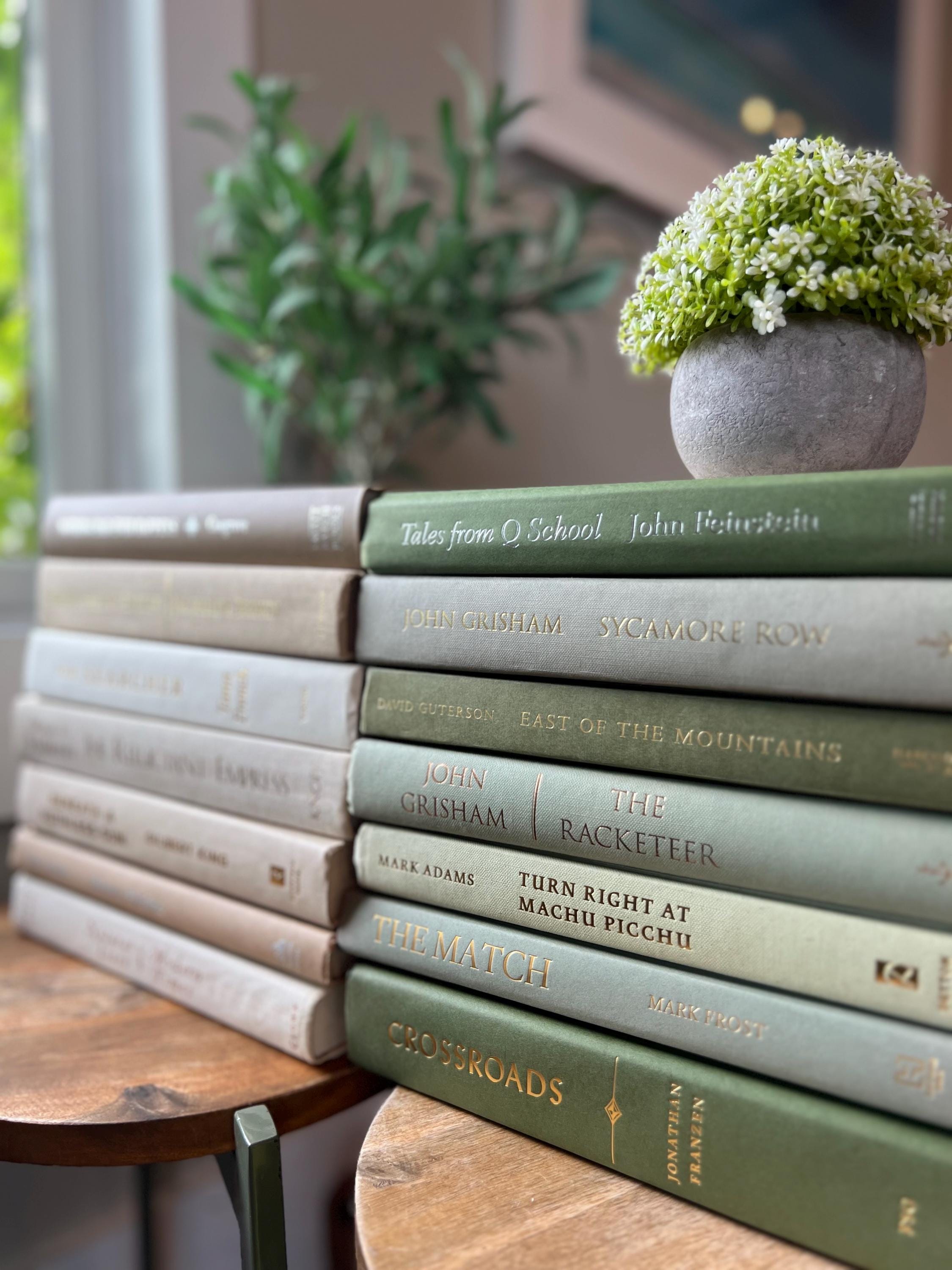 Light Earth Tone Decor Books, Neutral Decor Books, Beige and Green ...