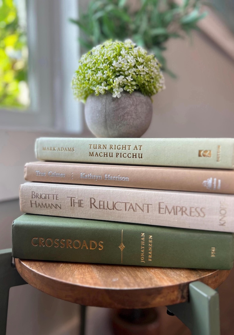 Light Earth Tone Decor Books, Neutral Decor Books, Beige and Green ...