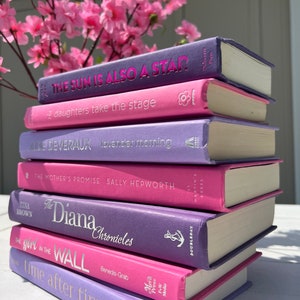 Pink and Purple Decorative Books, Girly Decor, Feminine Decor, Pink and ...