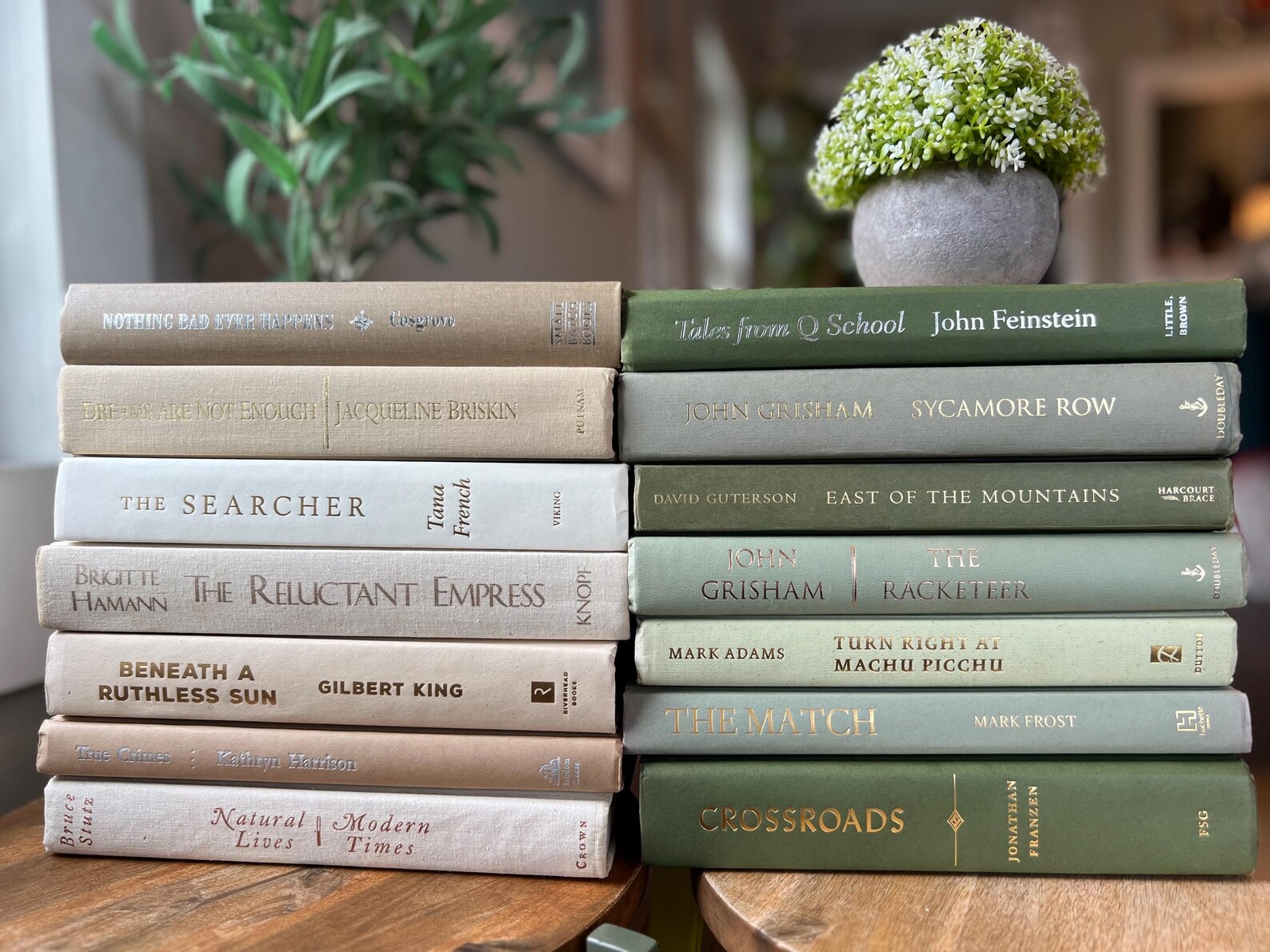 Light Earth Tone Decor Books, Neutral Decor Books, Beige and Green ...