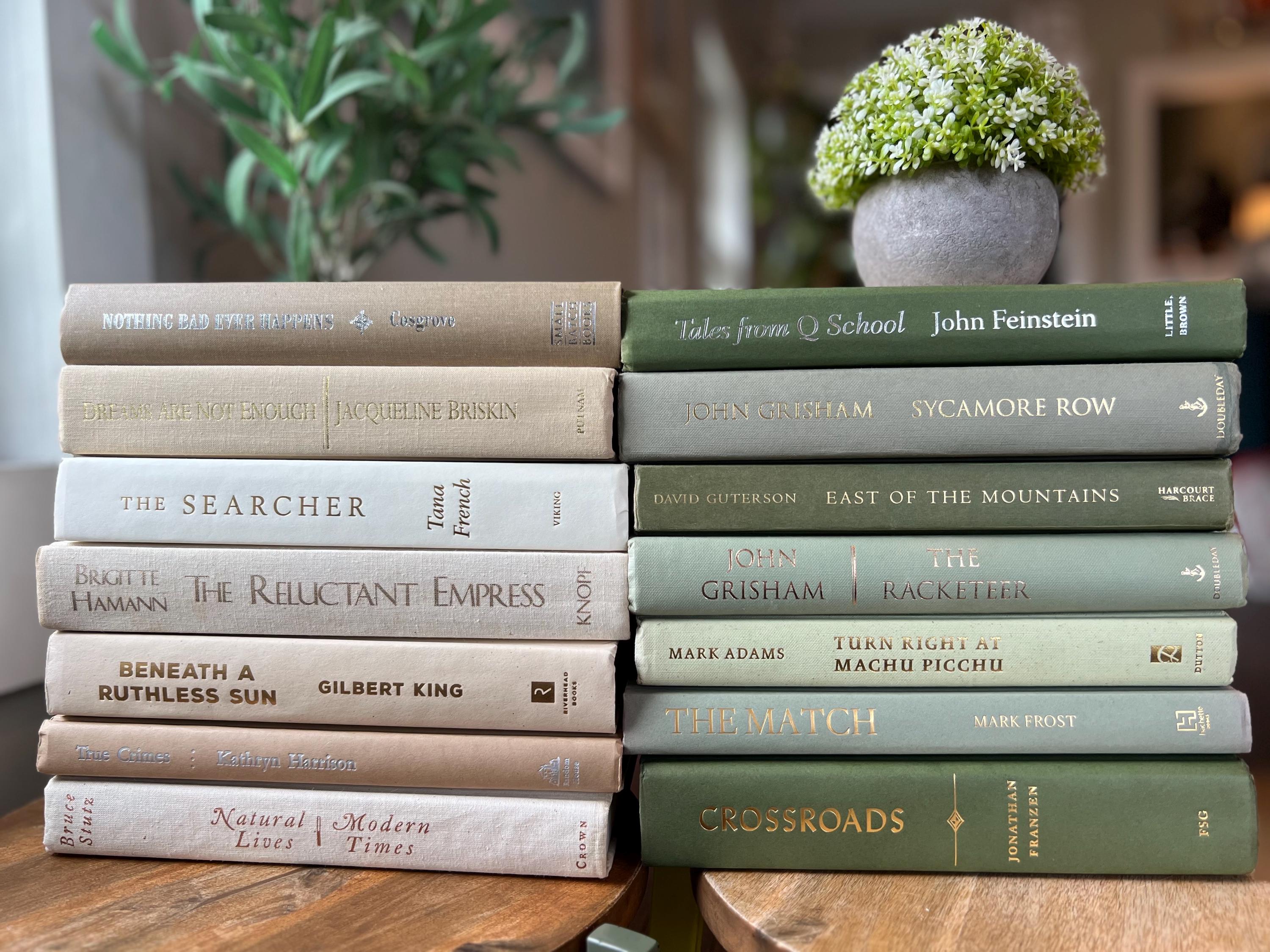 Light Earth Tone Decor Books, Neutral Decor Books, Beige and Green ...