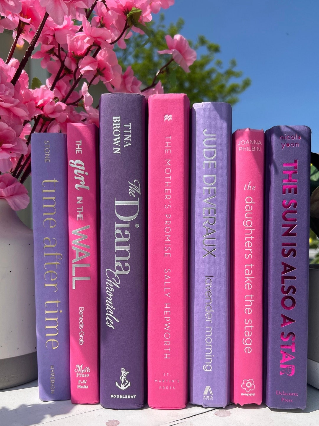 Pink and Purple Decorative Books, Girly Decor, Feminine Decor, Pink and ...