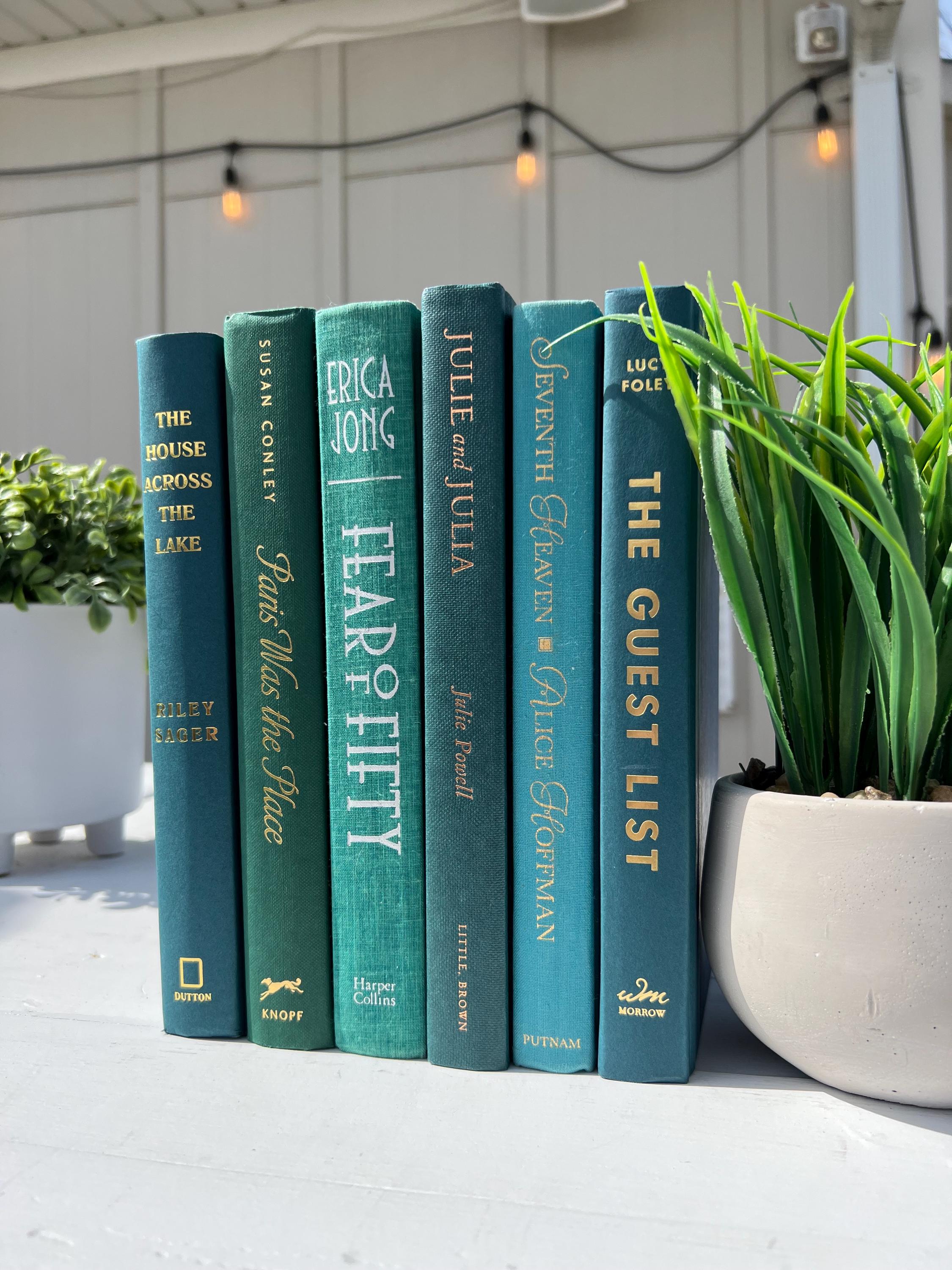 Emerald Green Books, Color Block Decorative Books, Green Book Set, Book ...