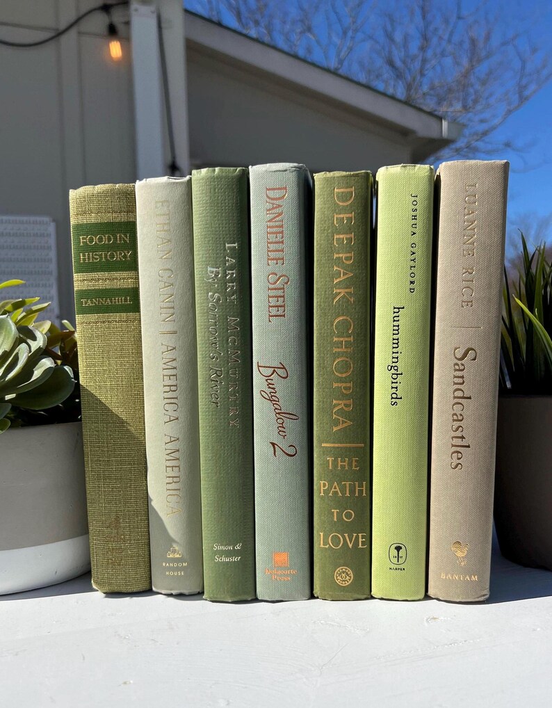 SAGE GREEN Decorative Books, Used Hardcover Book Bundle, Books for ...