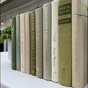 Earth Tone Decor Books, Neutral Decor Books, Cream and Sage Decorative ...