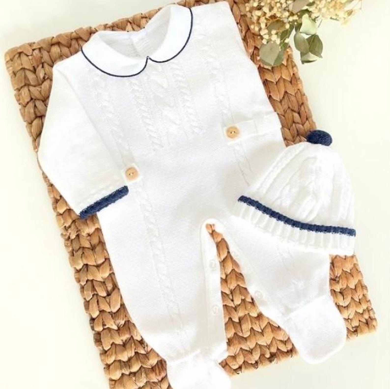 Spanish Knitted Newborn Knit Set Peto Primera Puesta Baby Boy Knit ...