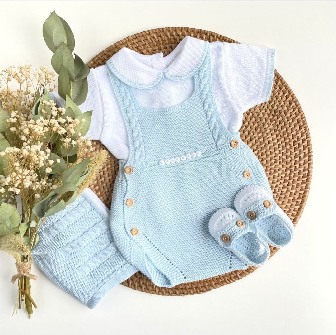 Spanish Summer Knitted Newborn Set Peto Primera Puesta Ranita Baby Knit ...