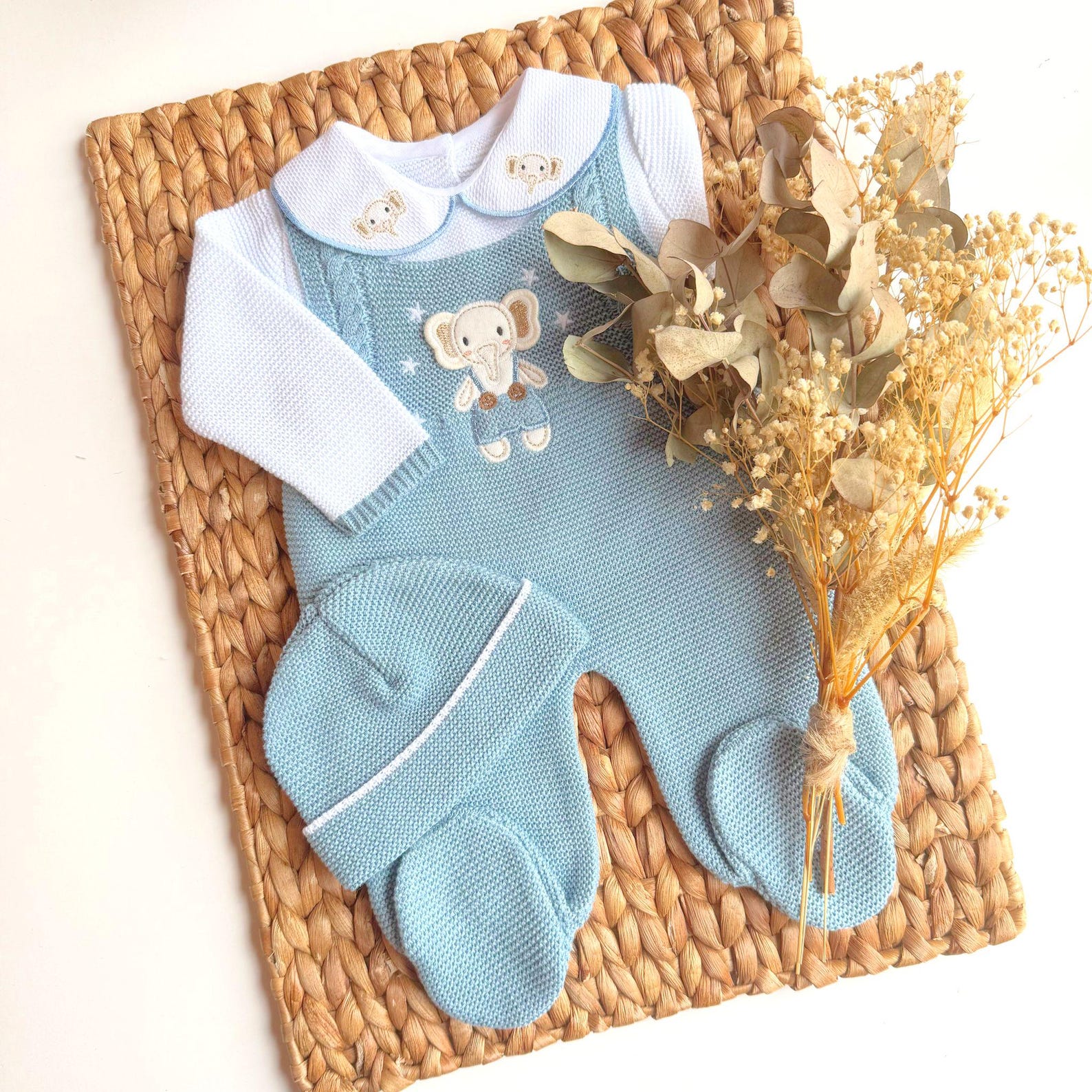 Newborn Boy First Outfit Spanish Newborn Knitted Set - Peto Primera ...