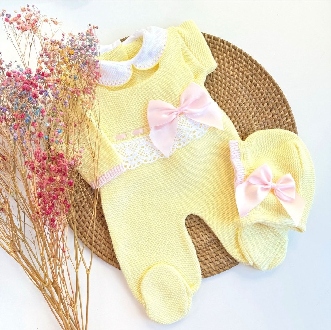 Spanish Knitted Newborn Knit Set Peto Primera Puesta Tejido Bebe Baby ...