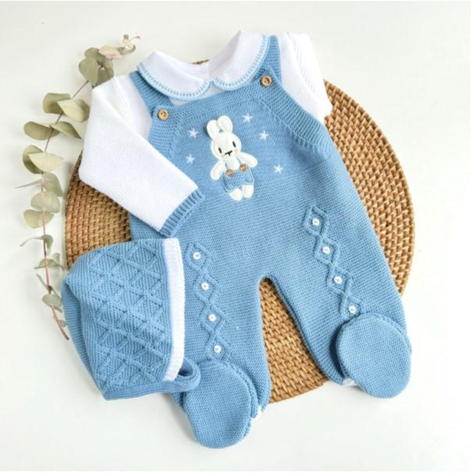 Spanish Knit Newborn Knit Set Peto Primera Puesta Bebe Knit Blue ...