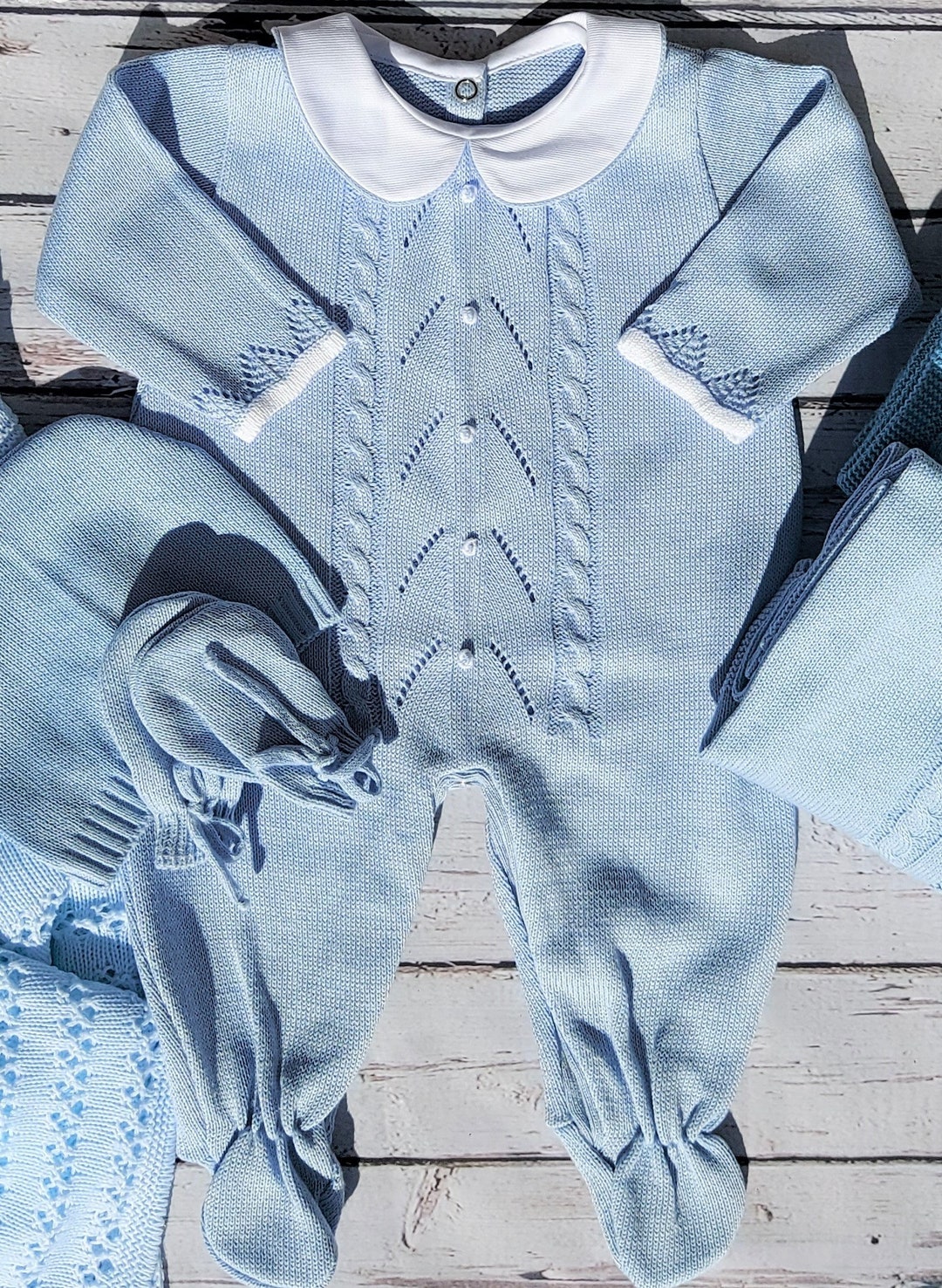 Spanish Knitted Newborn Romper Primera Puesta Nino Baby Boy Knit ...