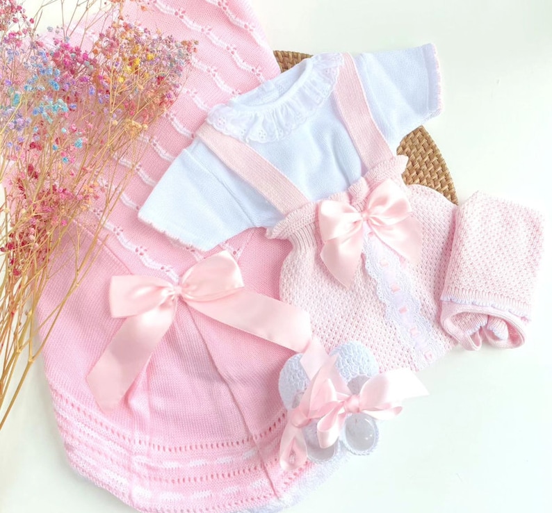 Spanish Summer Knitted Newborn Set Peto Primera Puesta Ranita Baby Knit ...