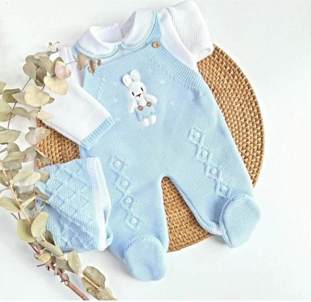 Newborn Going Home Knit Bunny Spanish Style Outfit Baby Knit Outfit ...
