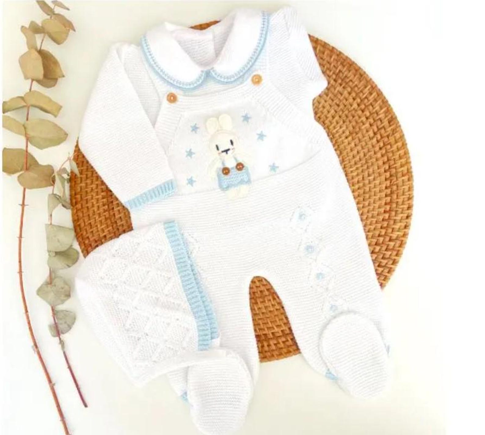 Spanish Knit Newborn Knit Set Peto Primera Puesta Bebe Knit Blue ...
