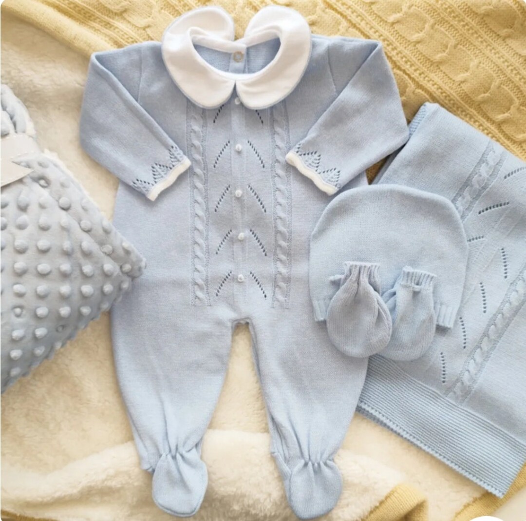 Going Home Outfit Baby Boy Knitted Coming Home Outfit Spanish Knitted ...