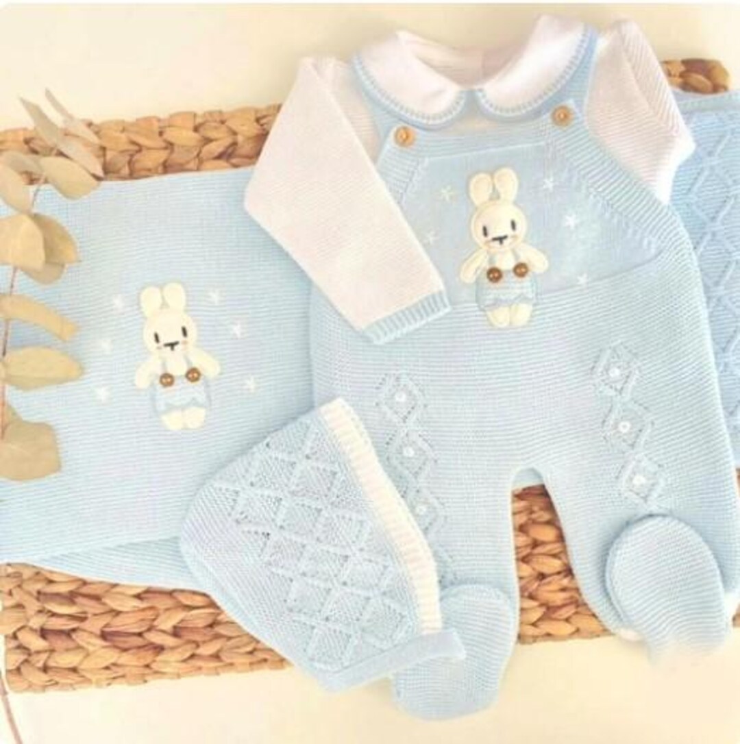 Spanish Knit Newborn Knit Set Peto Primera Puesta Bebe Knit Navy ...