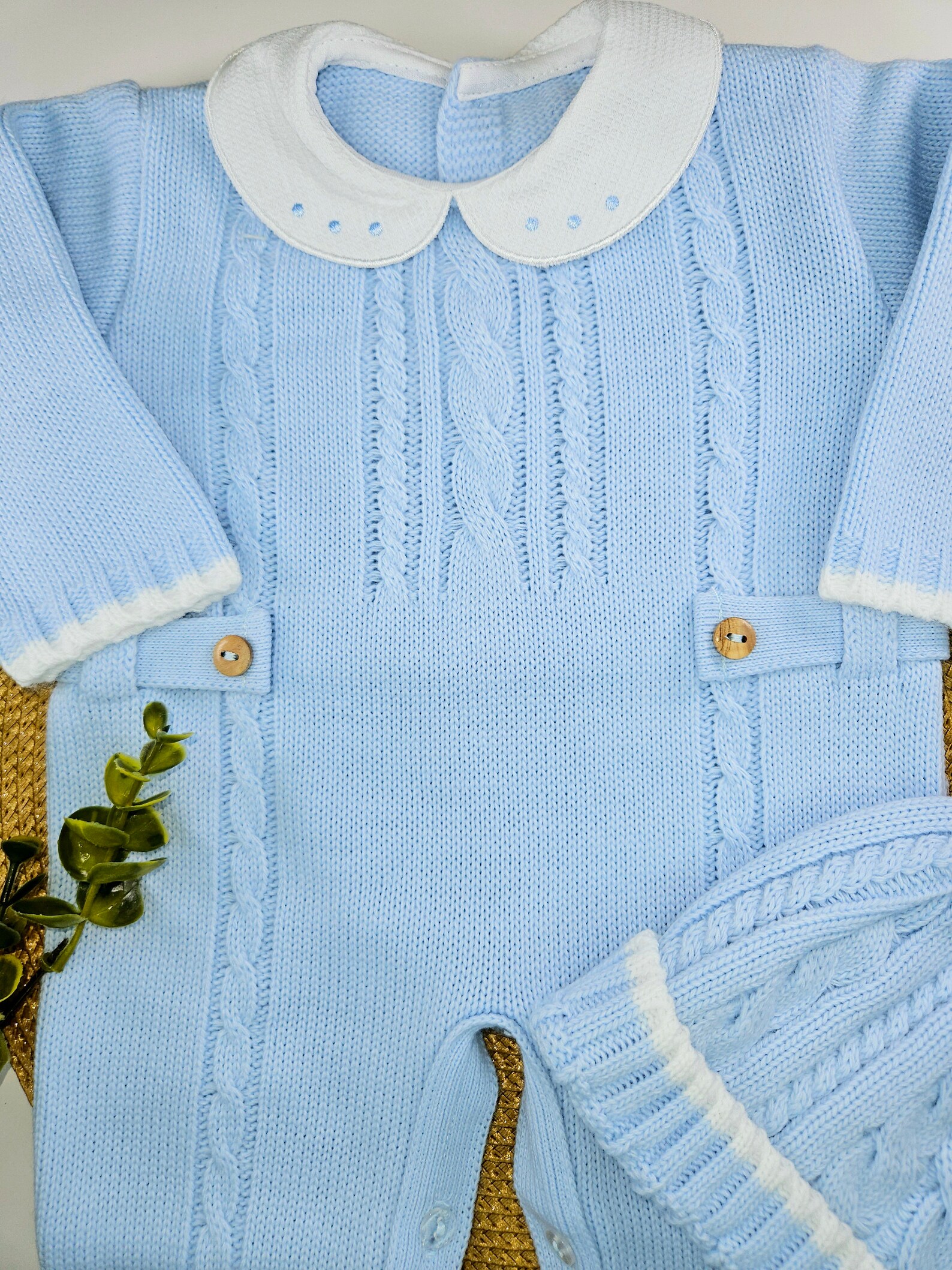 Spanish Knitted Newborn Knit Set Peto Primera Puesta Baby Boy Knit ...