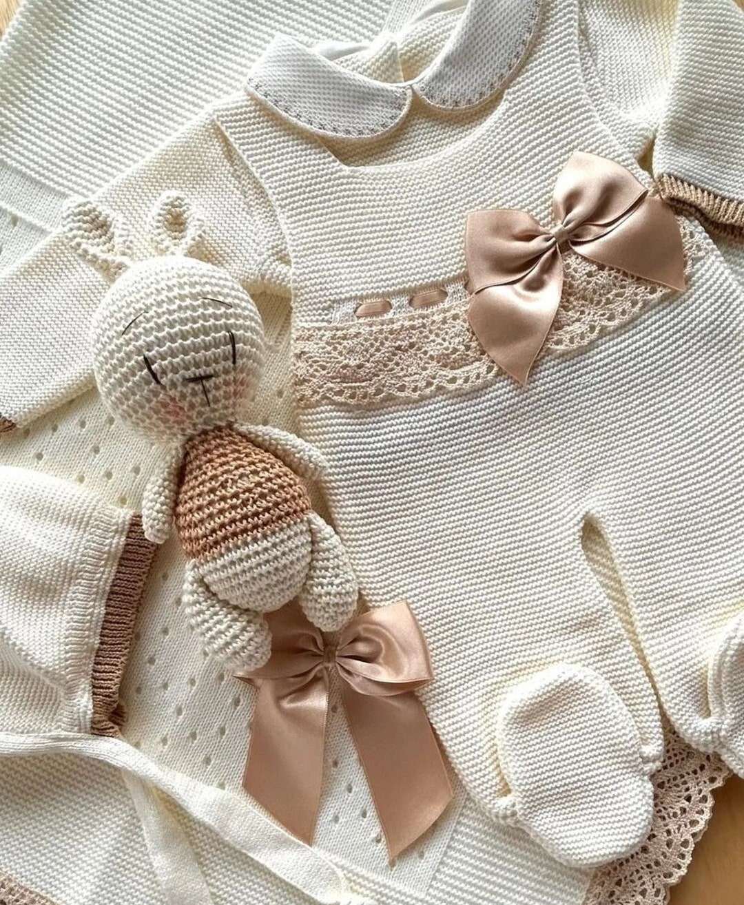 Spanish Knitted Newborn Knit Set Peto Primera Puesta Baby Boy Knit ...