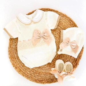 Spanish Summer Knitted Newborn Set Peto Primera Puesta Ranita Baby Knit ...