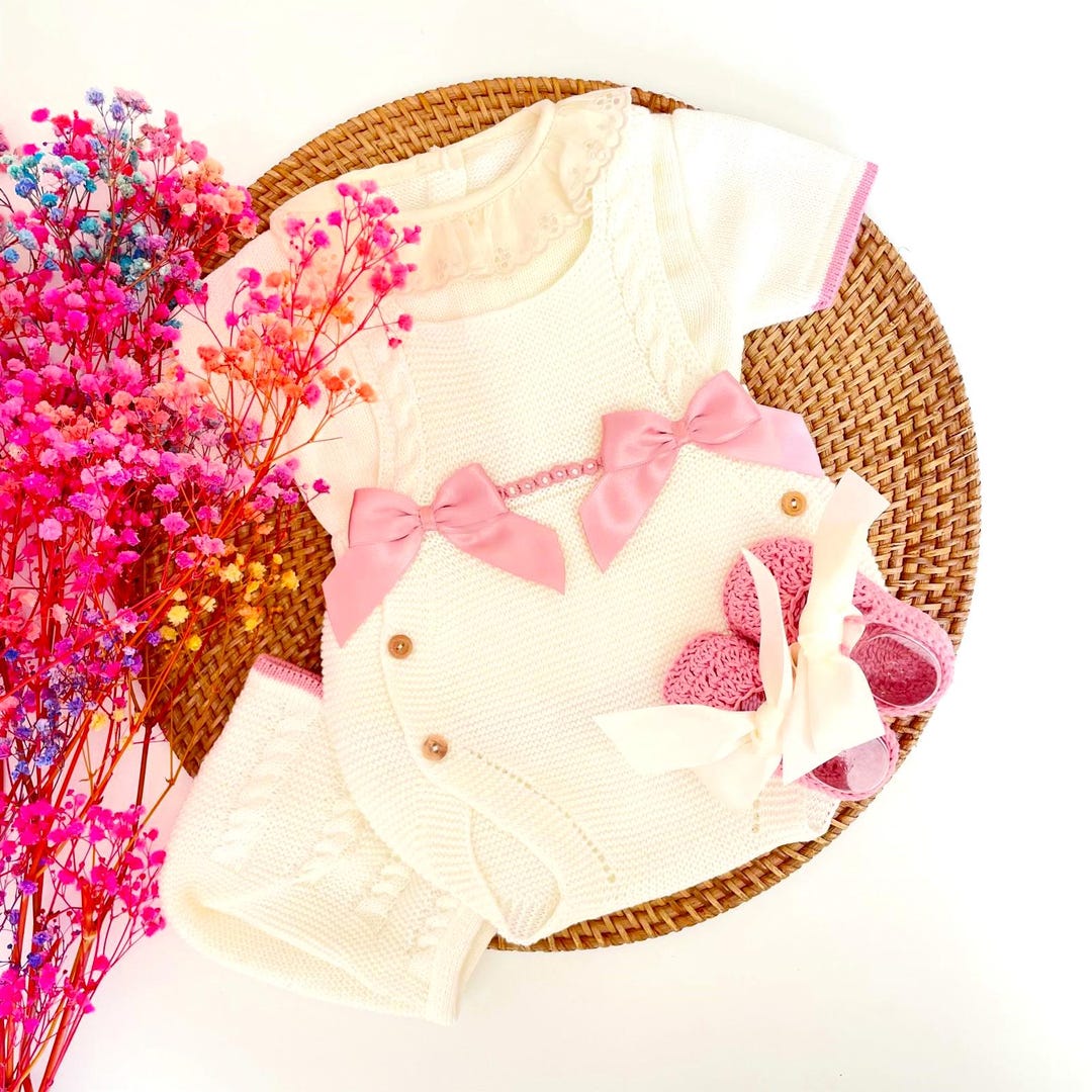 Spanish Knitted Newborn Set Peto Primera Puesta Ranita Baby Knit Summer ...