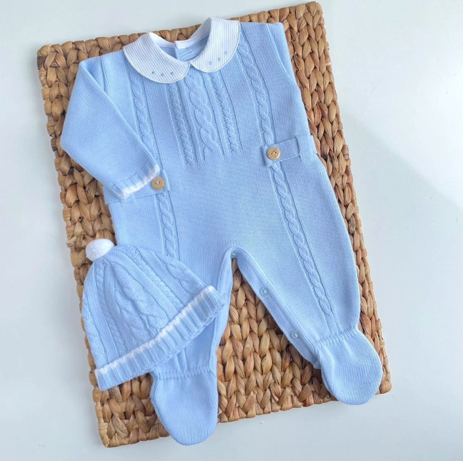 Spanish Knitted Newborn Knit Set Peto Primera Puesta Baby Boy Knit ...