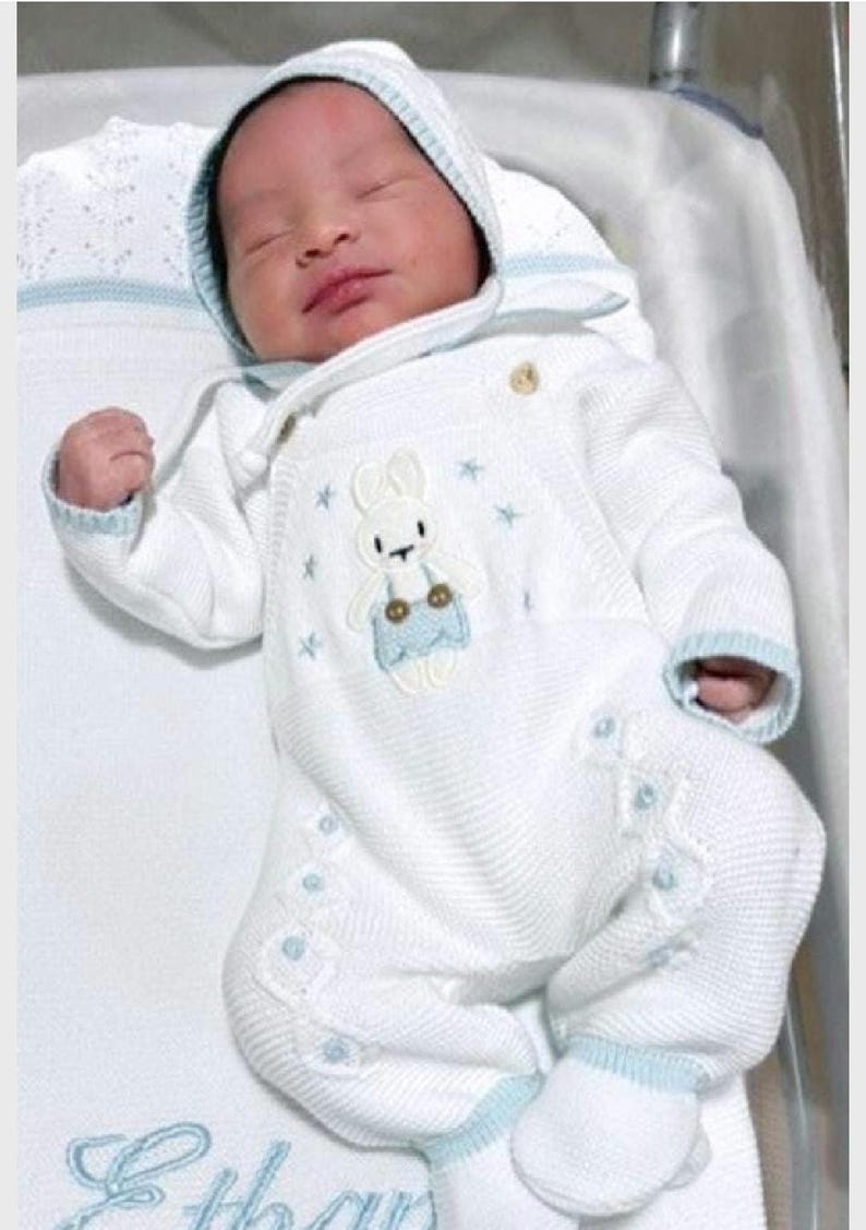 Personalized Spanish Knitted Newborn Set -baby Boy Outfit Newborn Going ...