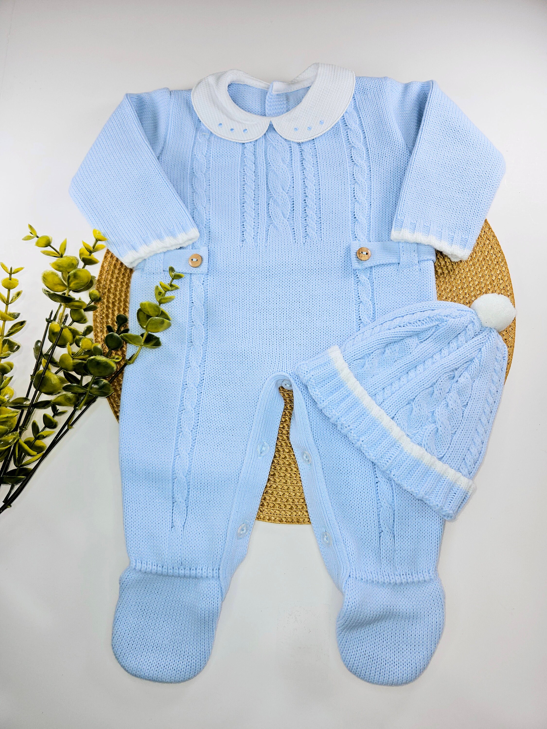 Spanish Knitted Newborn Knit Set Peto Primera Puesta Baby Boy Knit ...