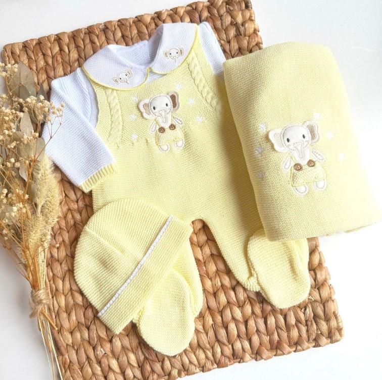 Newborn Boy First Outfit Spanish Newborn Knitted Set - Peto Primera ...