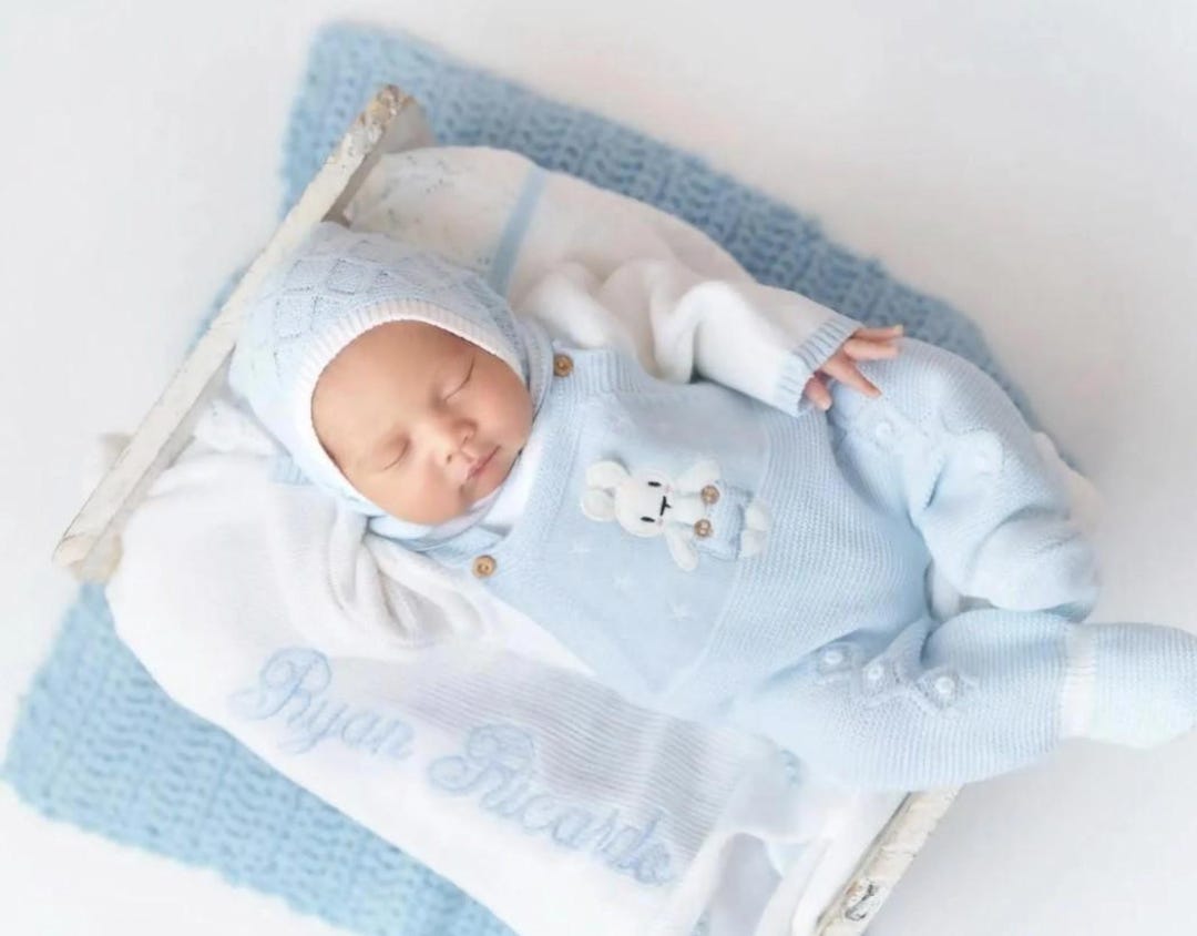 Personalized Spanish Knitted Newborn Set -baby Boy Outfit Newborn Going ...