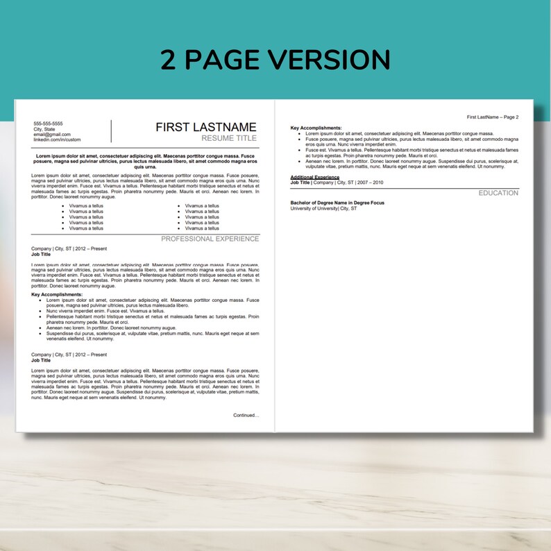 ATS Optimized Resume Resume Template Resume Job - Etsy