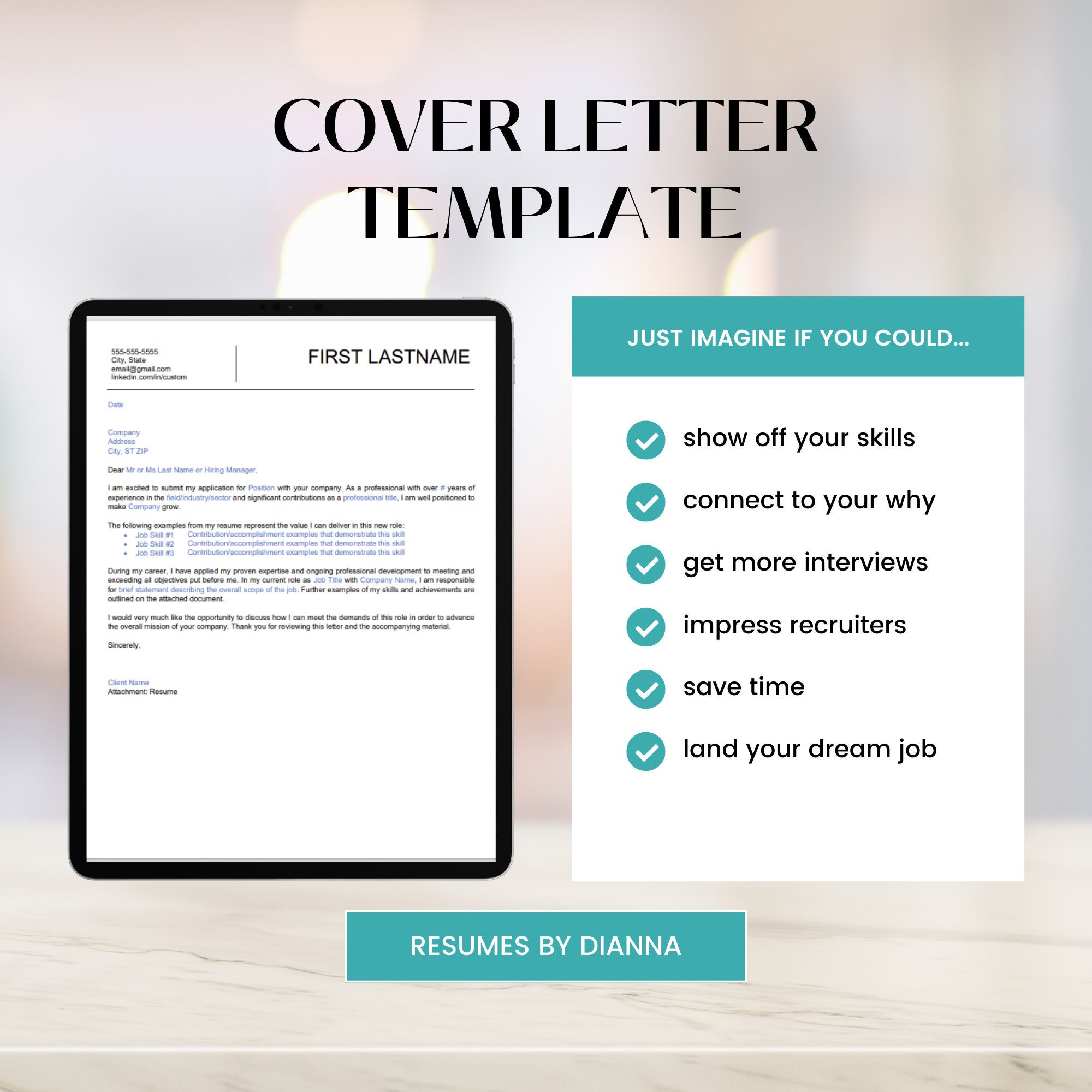 Cover Letter Template Cover Letter Resume Job - Etsy