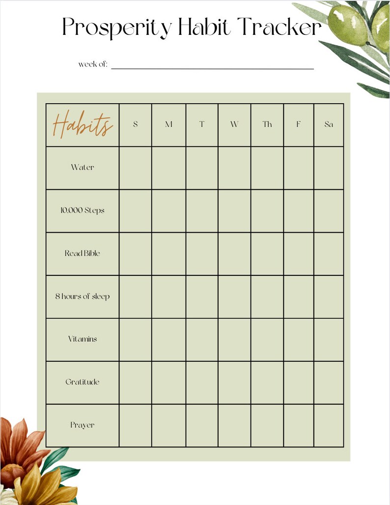 The Prosperity Habit Tracker - Etsy