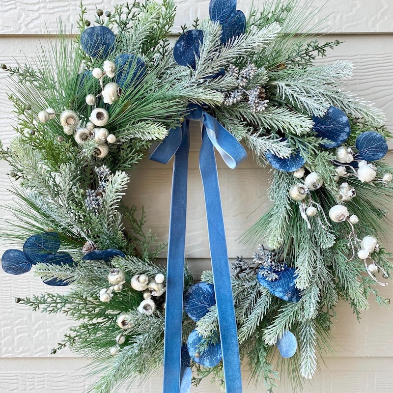 Blue Christmas Wreath - Etsy