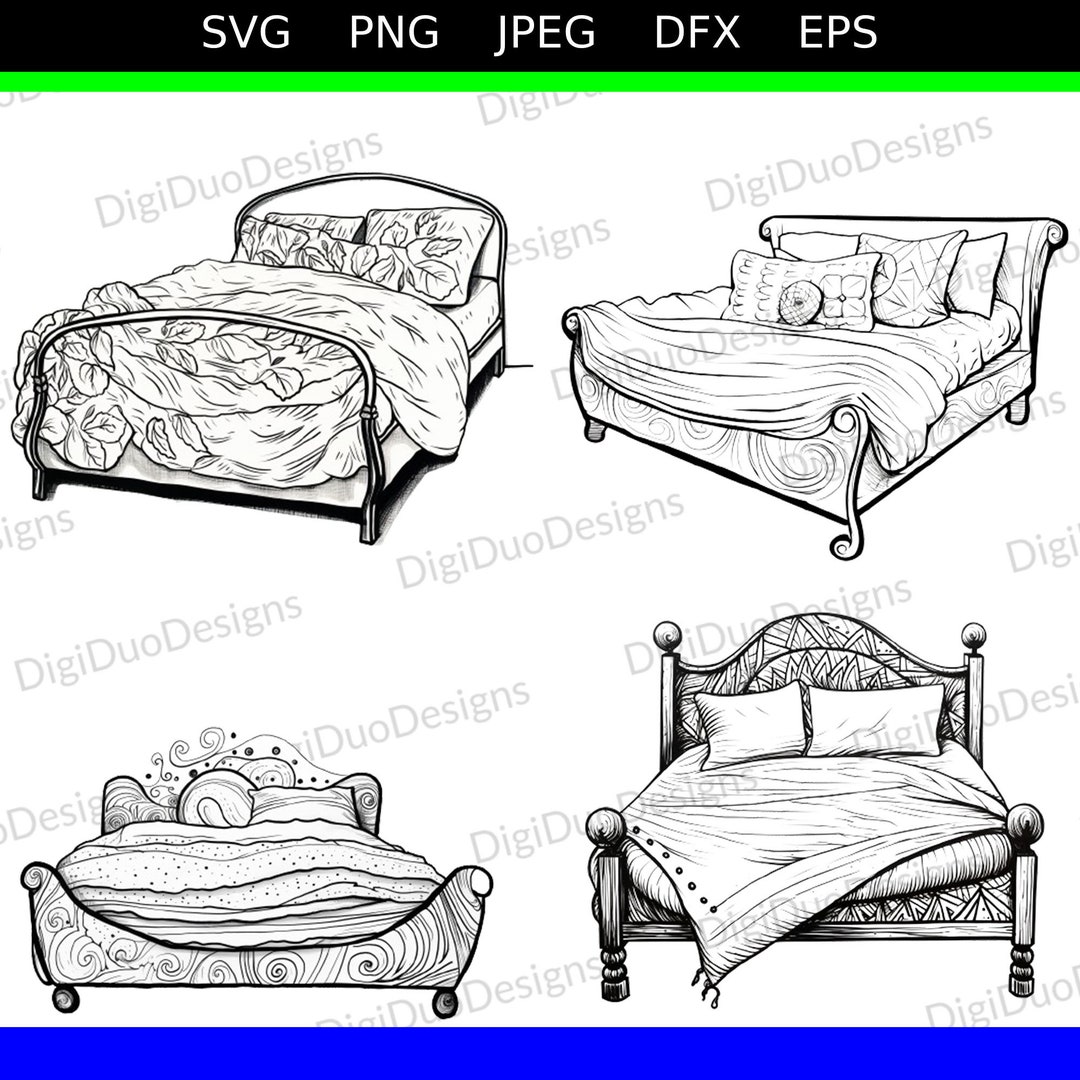 Bed SVG, Furniture SVG, Sleep Themed SVG, Digital Art, Al Generated ...