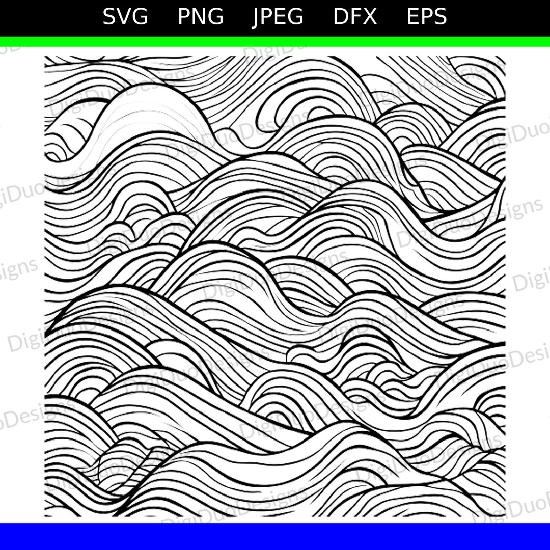 Wave Pattern SVG, Pattern Tile SVG, Digital Art, Al Generated, Cricut ...