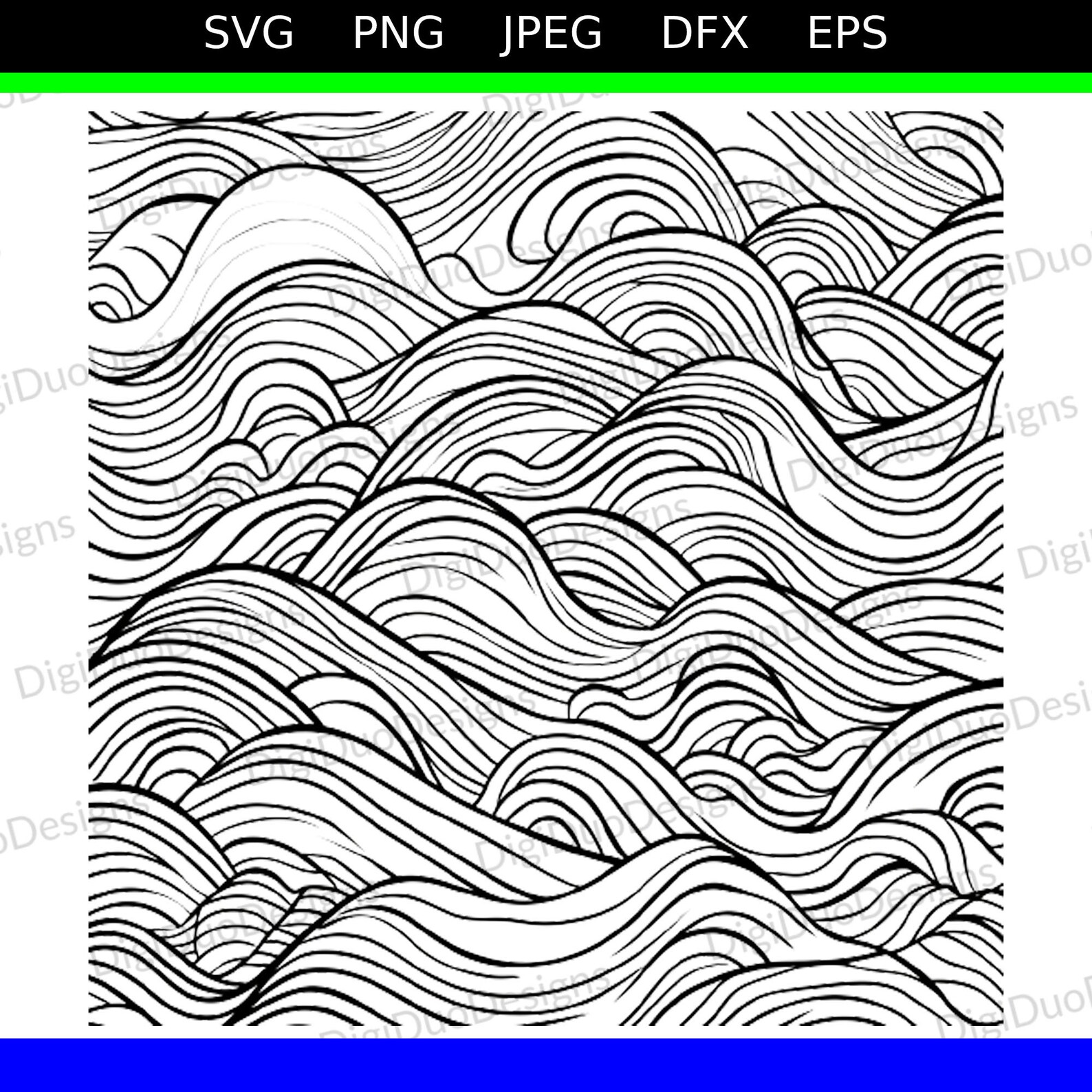 Wave Pattern SVG, Pattern Tile SVG, Digital Art, Al Generated, Cricut ...