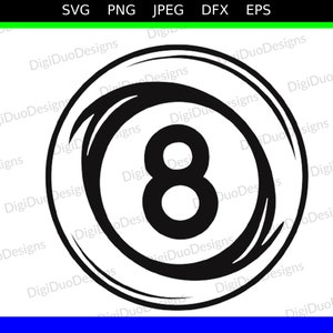 Eight Ball SVG, Billiards SVG, Digital Art, Al Generated, Cricut Design ...