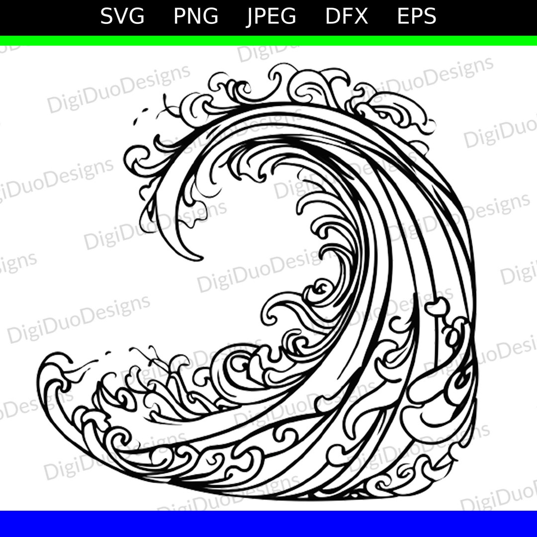 Ocean Wave SVG, Beach SVG, Summer SVG, Digital Art, Al Generated ...