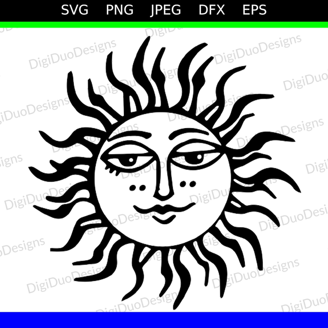 Sun SVG, Sun With Face, Outdoors SVG, Digital Art, Al Generated, Cricut ...