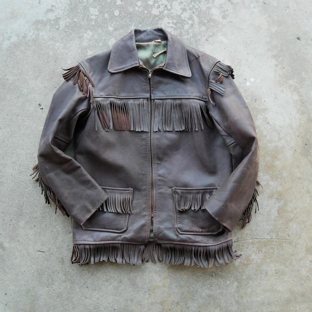 1950s Vintage Brown Leather Fringe Hide Jacket - Etsy