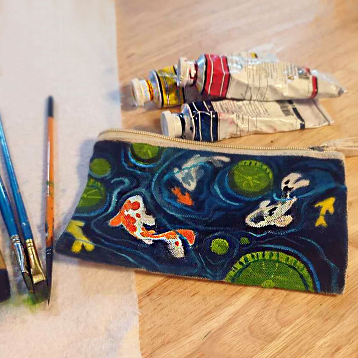 Pencil Case Canvas Bag Koi Fish Lover Back to School Gift for Children ...