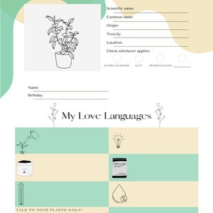 Plant Profile, Monthly Plant Tracker, Plant Care Sheet, Printable Plant ...