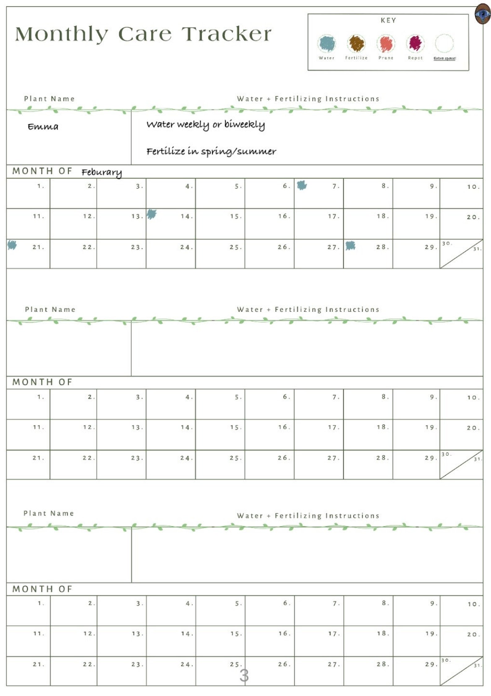 Plant Profile, Monthly Plant Tracker, Plant Care Sheet, Printable Plant ...