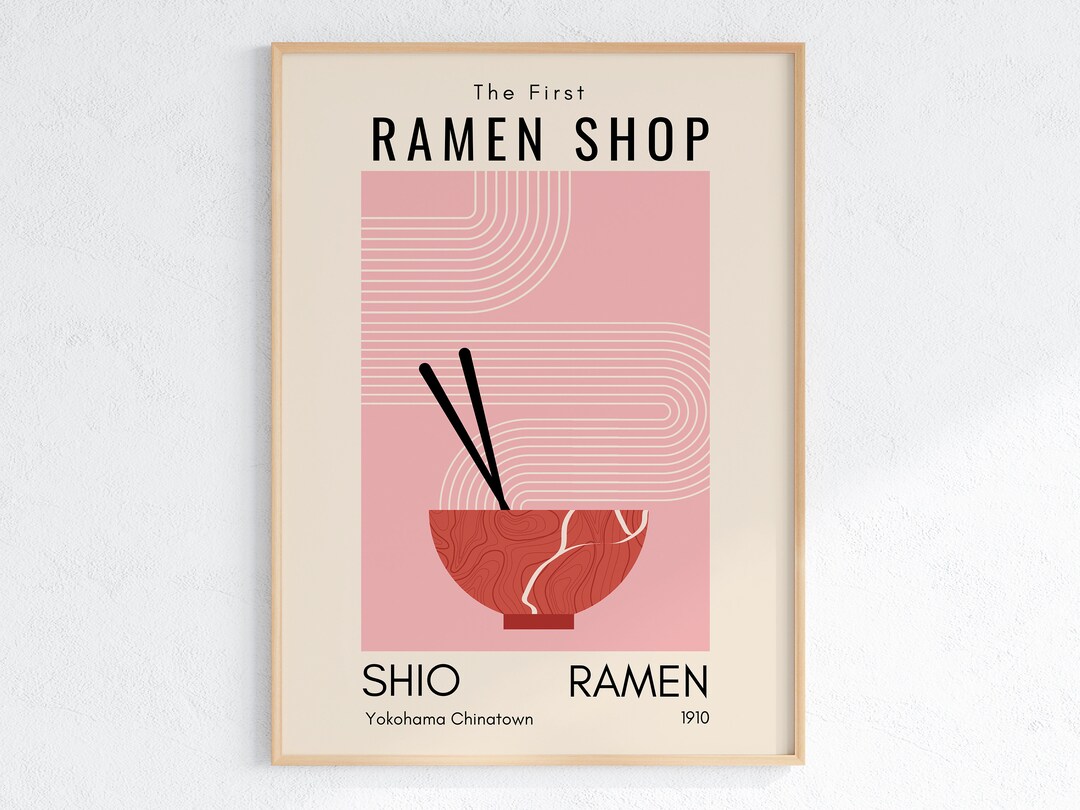 Ramen Print, Shio Ramen, Pink Ramen Print, Food Art Poster, INSTANT ...