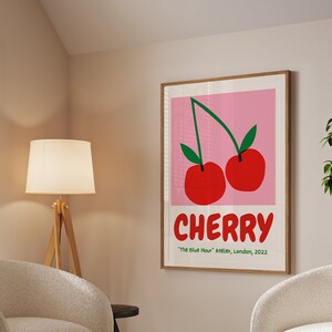 Cherry Print, Fruit Market Poster, Cherry Wall Art, Retro Cherry Print ...