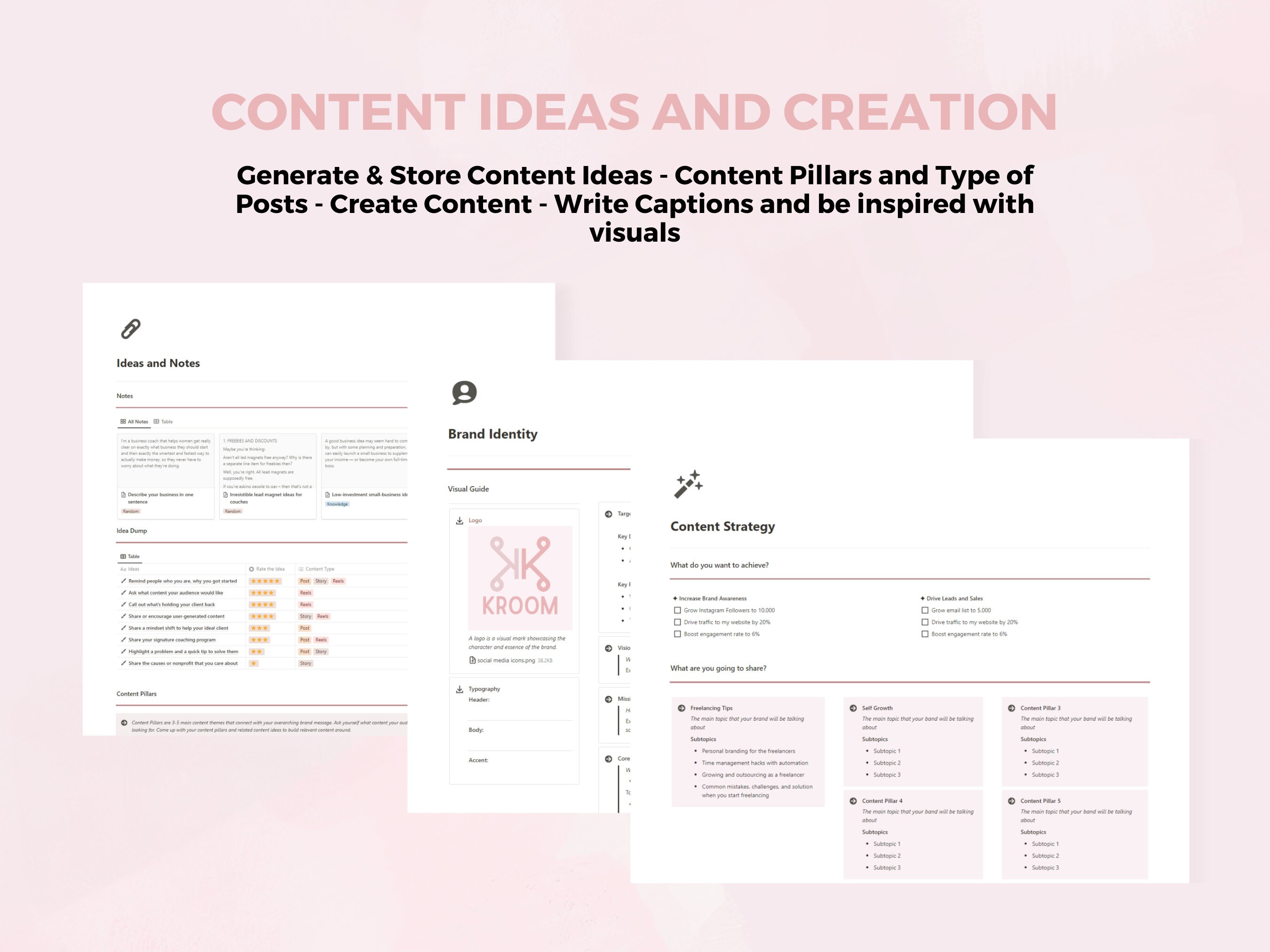 Notion Social Media Content Planner, Digital Content Creator Template ...