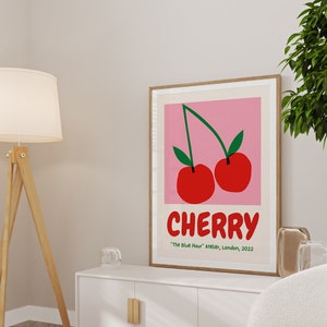 Cherry Print, Fruit Market Poster, Cherry Wall Art, Retro Cherry Print ...